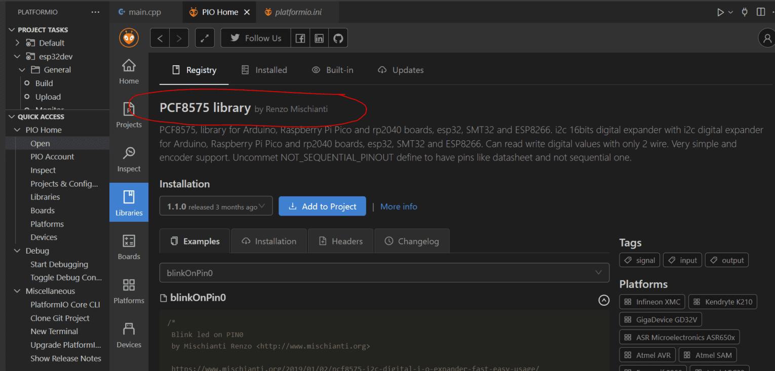 Interface ESP32 with the PCF8575 I/O Port Expander