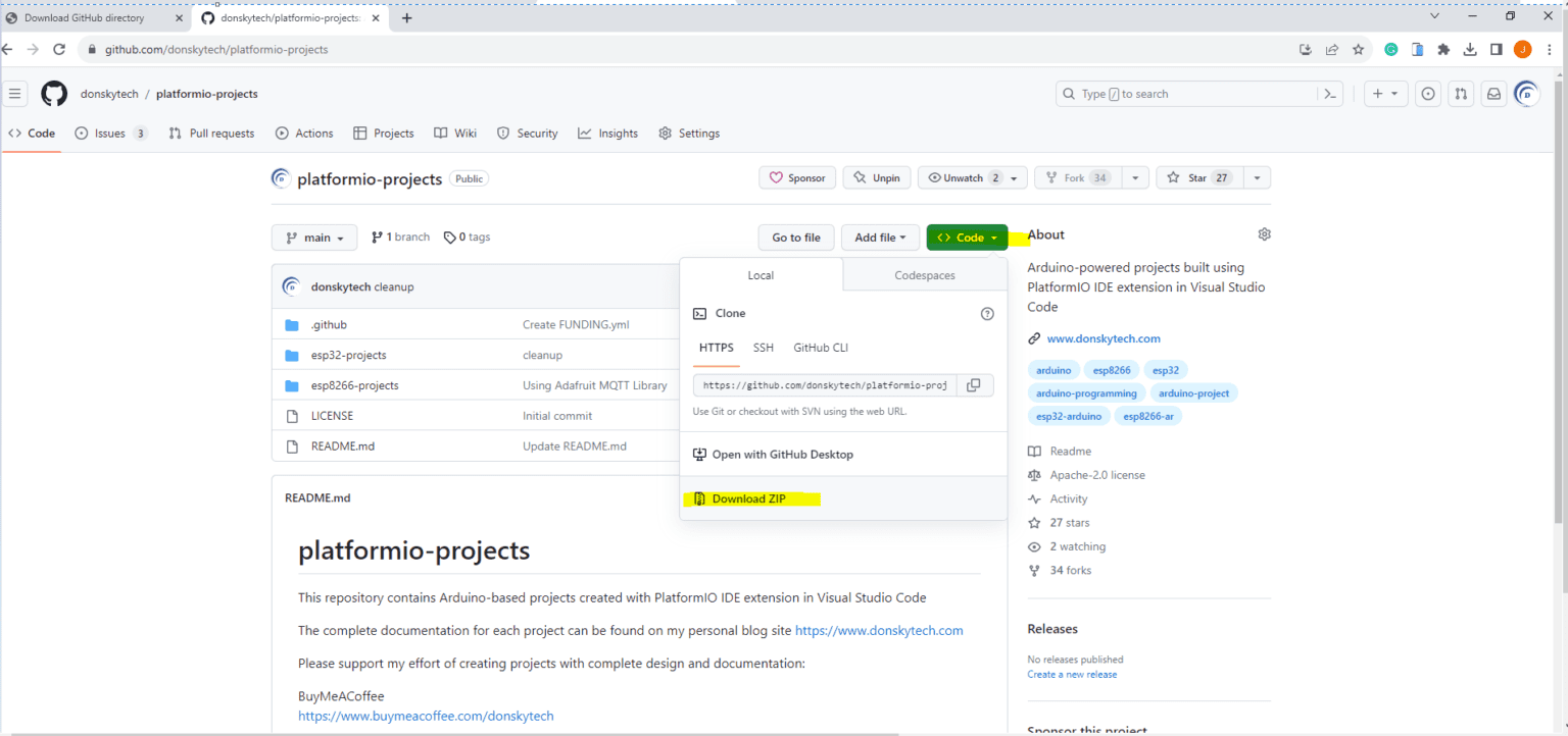 How to download a GitHub file, folder, or project? - donskytech.com