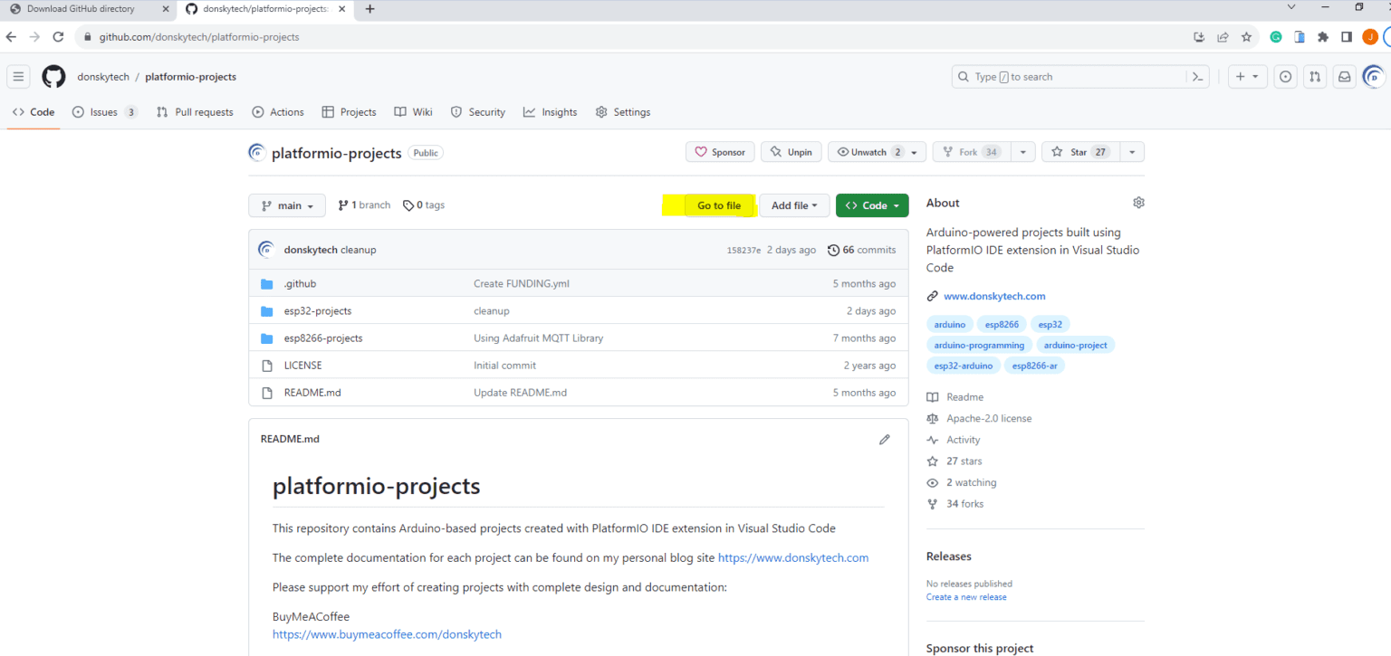 How to download a GitHub file, folder, or project? - donskytech.com
